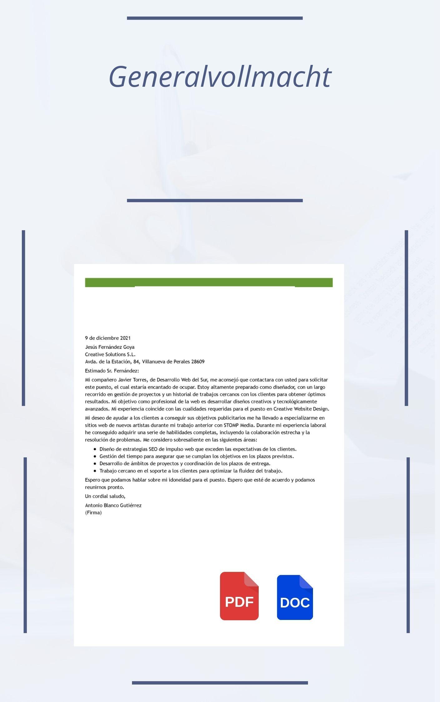 Generalvollmacht Formular